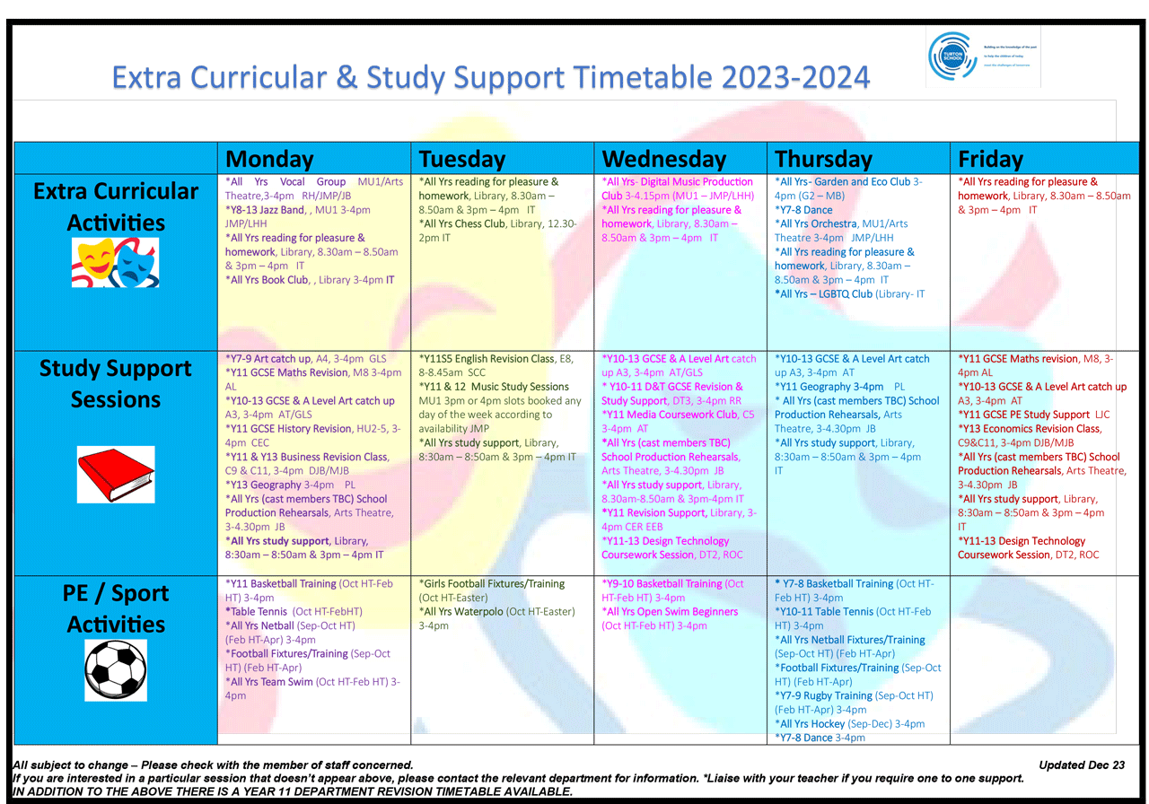 Extra Curricular • Turton School